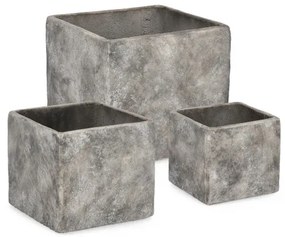 BIZZOTTO Set 3 nízkých květináčů MEILI šedá 0790760