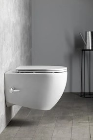 Isvea INFINITY CLEANWASH závěsná WC mísa 36,5 x 35 x 53 cm Rimless integrovaná baterie a bidet. sprška bílá 10NFS1005I