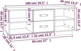 vidaXL TV skříňka 100 x 34 x 40 cm masivní borové dřevo [818225] Barva: Šedá