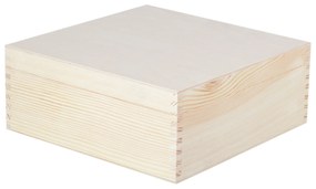 Dřevěná krabička s víkem - 25 x 25 x 10 cm, přírodní