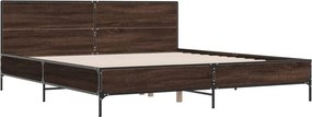 Rám postele hnědý dub 200 x 200 cm kompozitní dřevo a kov 3280021