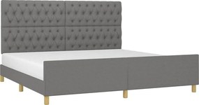 Rám postele s čelem tmavě šedý 200x200 cm textil 3125325