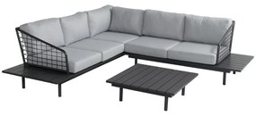 Černo-šedý hliníkový zahradní lounge set pro 4 Capri – Hartman