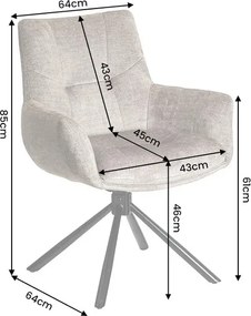 Designová otočná židle Vondila taupe samet