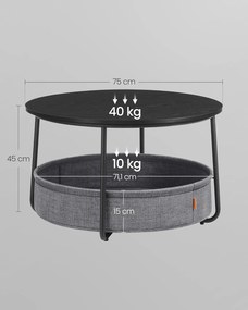 Kulatý konferenční stolek průměr 75 cm, inkoustově černý-šedý