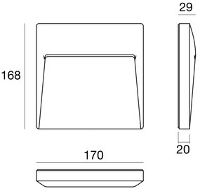 Linea Light 81292W07 Envelope_W Wall-Recessed, cortenové nástěnné svítidlo, 7W LED 3000K, 17x16,8cm, IP65