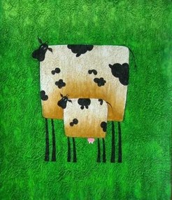 Kráva s telátkem - 90 x 120 cm