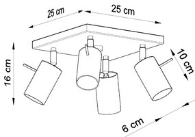 Stropní svítidlo Ring, 4x bílé kovové stínítko, (možnost polohování)