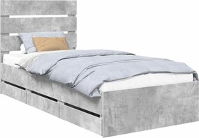 Rám postele s čelo Betonově šedá 90 x 200 cm Inženýrské dřevo 3411860