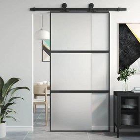 Posuvné dveře černé 102,5 x 205 cm tvrzené sklo a hliník 155200
