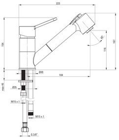 Deante BDN_071M - Dřezová baterie s vytahovací sprškou NARCYZ lesklý chrom