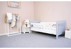New Baby Dětská postel se zábranou Erik bílá-šedá, 140 x 70 cm