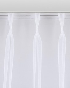 Záclona na dvojitých hačcích flex barva bílá látka poloprůhledná, pletený vzor, vzorované