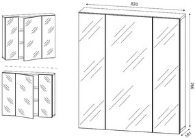 Koupelnová zrcadlová skříňka Vira, 82 cm, bílá