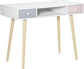 Dětský stůl HOMCOM s 1 otevřenou přihrádkou a 2 šuplíky v severském stylu pro studijní místnost, vstup a ložnici 100x48x76,5 cm v multicolor provedení