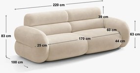 Hnědá žinylková pohovka 220 cm Neo – Micadoni
