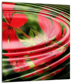 Abstraktní obraz - květy ve vlnách (30x30 cm)