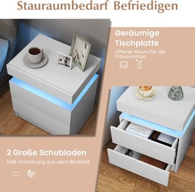 Costway Noční stolek s LED světly noční komoda s 2 zásuvkami