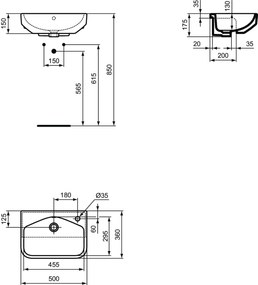 Ideal Standard i.life S - Umyvadlo polozápustné 500x360 mm, bílá T458801