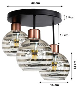 BERGE LED kulaté stropní svítidlo 3xE27 GLASS BALL