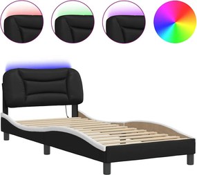 Rám postele s LED bez matrace Hvar černý a bílý 80x200 cm 3213897
