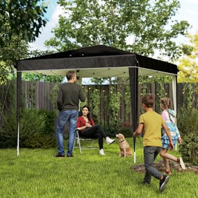 Zahradní altán Outsunny 3x3 m Skládací Pop Up Nastavitelná Výška s Odtokovými Otvory, Kovová Konstrukce a Oxfordská Tkanina s Taškou na Přenášení, UV…