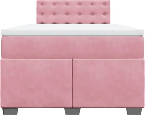 Box spring postel s matrací růžová 120 x 200 cm samet 3288599