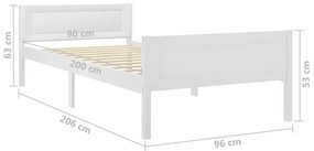 vidaXL Marketos Rám postele masivní borové dřevo bílý 90 x 200 cm