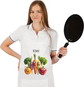 Kuchyňská zástěra Happy Veggie EMI, Bílá