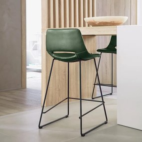 OnaDnes -20% Zelená koženková barová židle Kave Home Zahara 65 cm