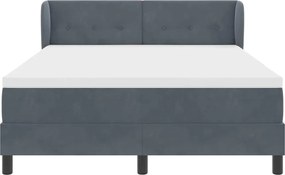 Postel s boxspringem s čelo Tmavě šedá 140 x 190 cm samet 3340383
