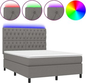 Box spring postel s matrací a LED tmavě šedá 140x190 cm textil 3135110
