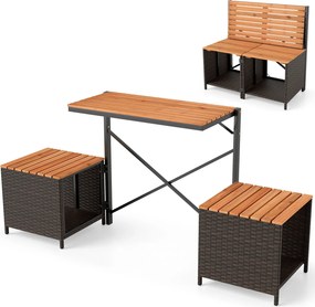 Costway 2-in-1 Venkovní skládací lavice Konvertibilní piknikový stůl a s kovovým