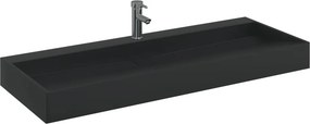 Umyvadlo 120 x 46 x 11 cm minerální/mramorový kompozit černé 155983