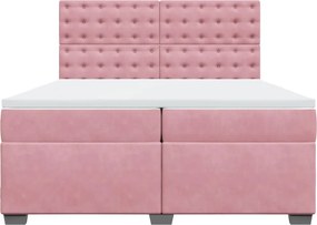 Box spring postel s matrací růžová 200x200 cm samet 3293319