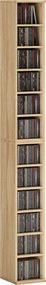 HOMCOM sada s 2 CD a DVD regály s 12 přihrádkami, nastavitelné police, 21x22,5x88,5 cm, dub