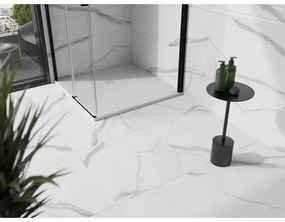 Mexen Stone+, čtvercová vanička z minerálního kompozitu 90 x 90 cm, bílá, bílá krytka, 44109090-W