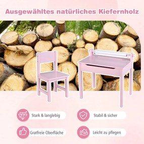 Costway Dětský stůl s židlí Sensory prostírání pro děti růžové, růžový
