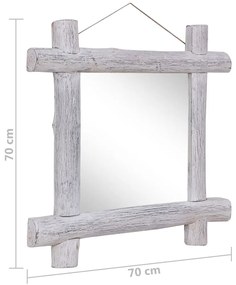 Dřevěné zrcadlo bílé 70 x 70 cm masivní recyklované dřevo - Default Title
