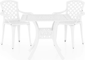 3dílný bistro set litý hliník bílý 3070588