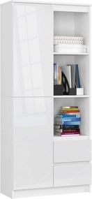 Regál R11 R80 2D2SZ bílá/bílý lesk