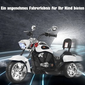 Costway Motocyklový motocykl napájený baterií ve stylu chopper bílá +, černobílý