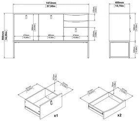 Tvilum Komoda Sheba velká černý MAT/dub sonoma
