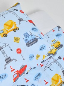 Sinsay - Sada povlečení s motivem stavebních strojů - modrá