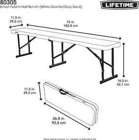 LANIT PLAST, s.r.o. skládací lavice 180 cm LIFETIME 80305 LG1023