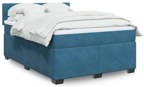 Box spring postel s matrací modrá 140 x 200 cm samet 3288634
