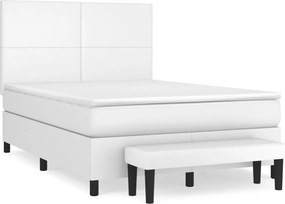 Box spring postel s matrací bílá 140x200 cm umělá kůže 3137546