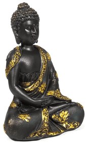 Milujeme Kameny Meditující Buddha - soška Feng Shui - černo-zlatá - malá