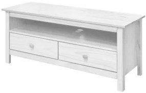 Skříňka komoda pod TV stolek bílý masiv borovice 2 zásuvky Torino 8094B
