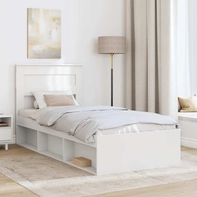 Rám postele Jednobarevný Bílá 75 x 190 cm Masivní borové dřevo 3409815
